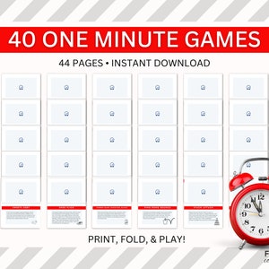 One Minute Game Cards, 40 Fun Minute Games for Kids + Adults,| 60 ...
