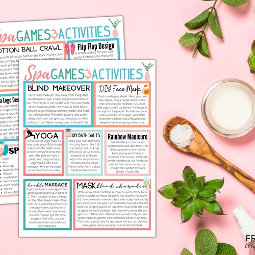 Spa Party for Kids Games & Activities Spa Party Printables - Etsy