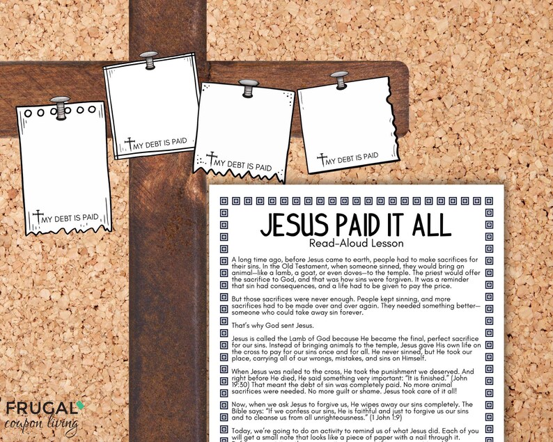 Jesus Became Sin Activity for Kids, Lesson on Sin Craft for Forgiveness ...