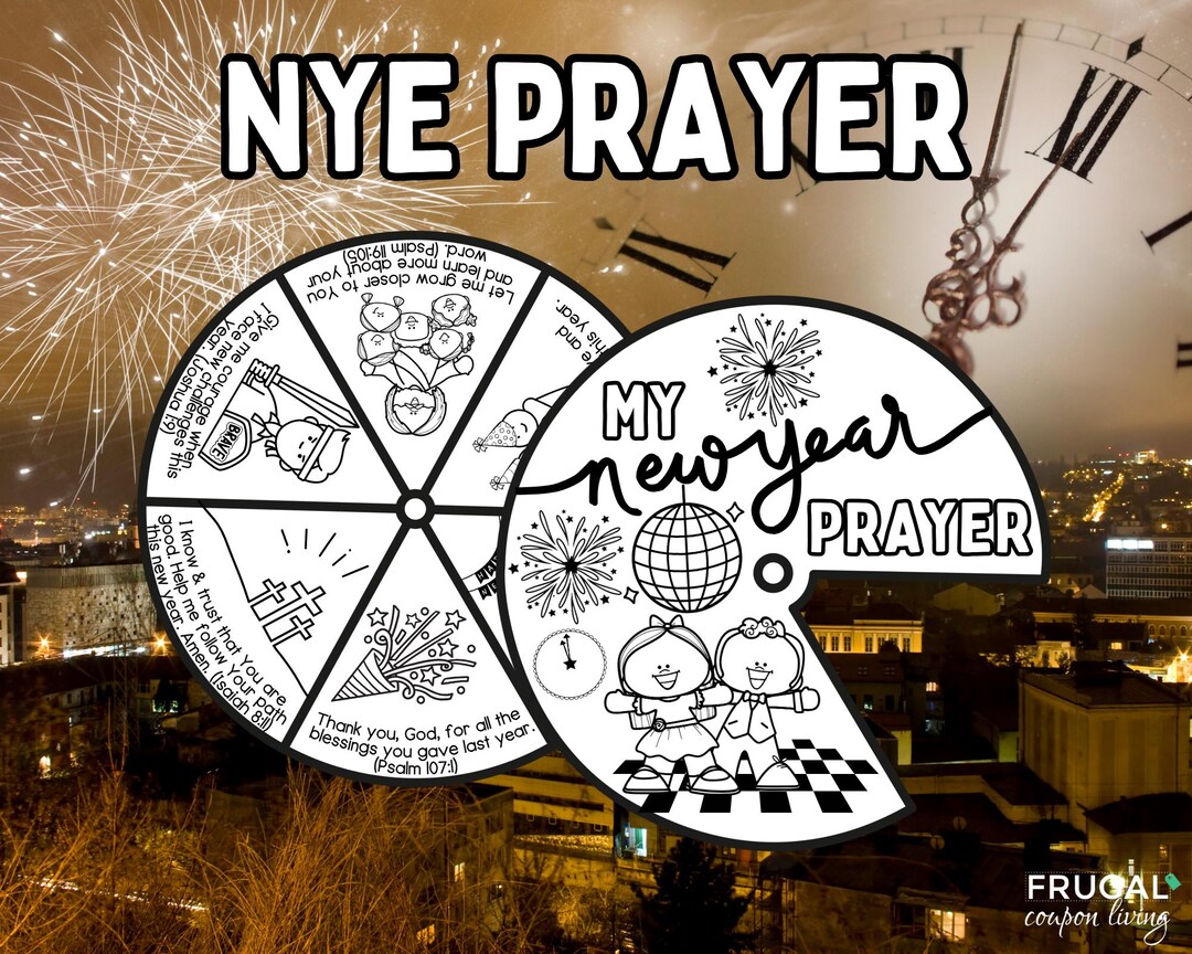 New Year Prayer Kids Coloring Wheel Printable Craft, Christian New Year ...
