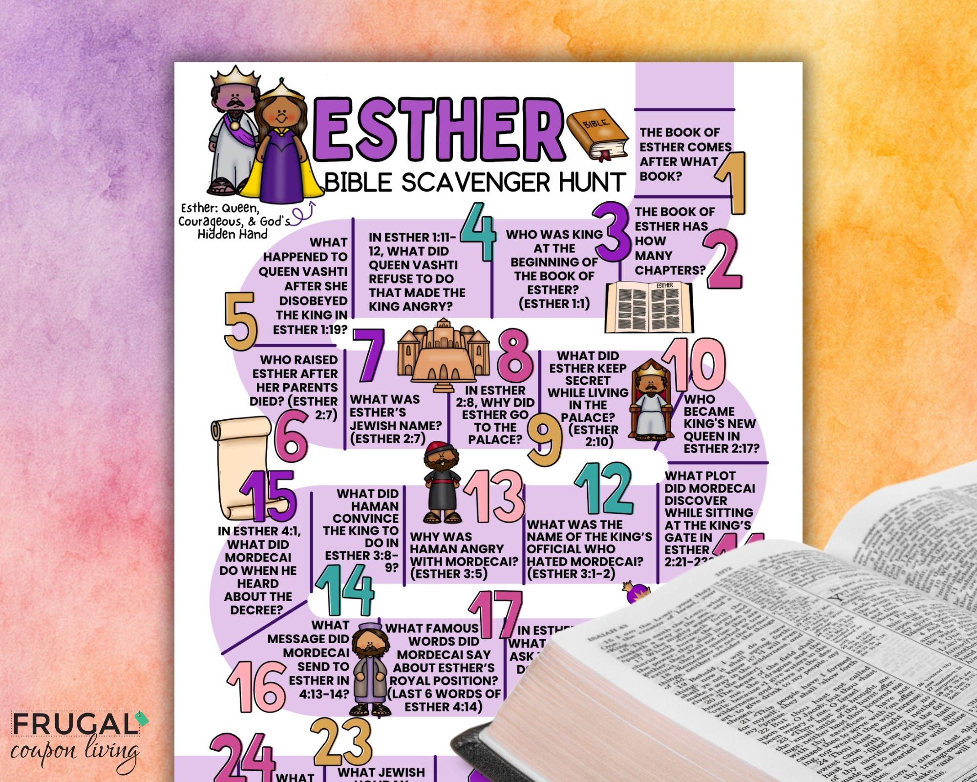 Esther Bible Scavenger Hunt, Book of Esther Bible Study, Queen Esther ...
