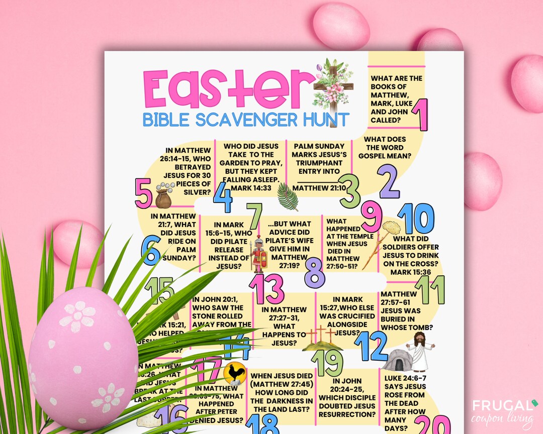 Easter Bible Scavenger Hunt Printable, Bible Scavenger Hunt Easter ...