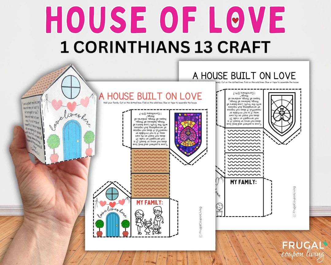 1 Corinthians 13:4-7 Craft for Kids, Love Lives Here 3-D Paper House ...