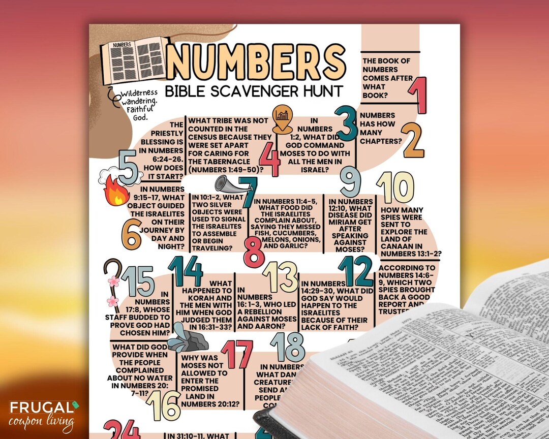 Numbers Bible Scavenger Hunt, in the Wilderness Book of Numbers Bible ...