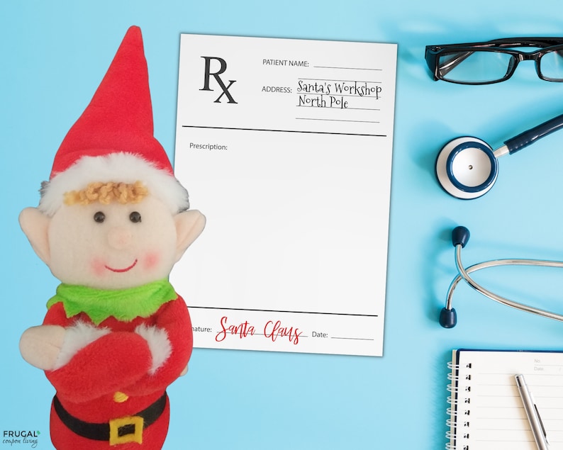 4 Elf Prescriptions RX From Santa | Official Elf Doctor Note | Sick Elf ...