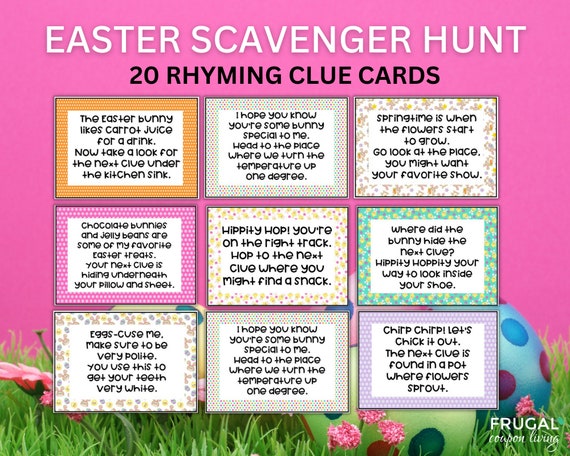 Outdoor Kids Scavenger Hunt Rhyming Clues Riddles Etsy Easter Egg