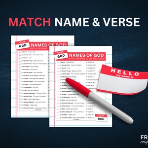 Names of God Printable Activity Sunday School Set | Matching Names of ...