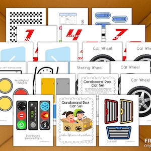 Printable Cardboard Box Car Set, Kids' Box Craft Activity 22-page PDF ...
