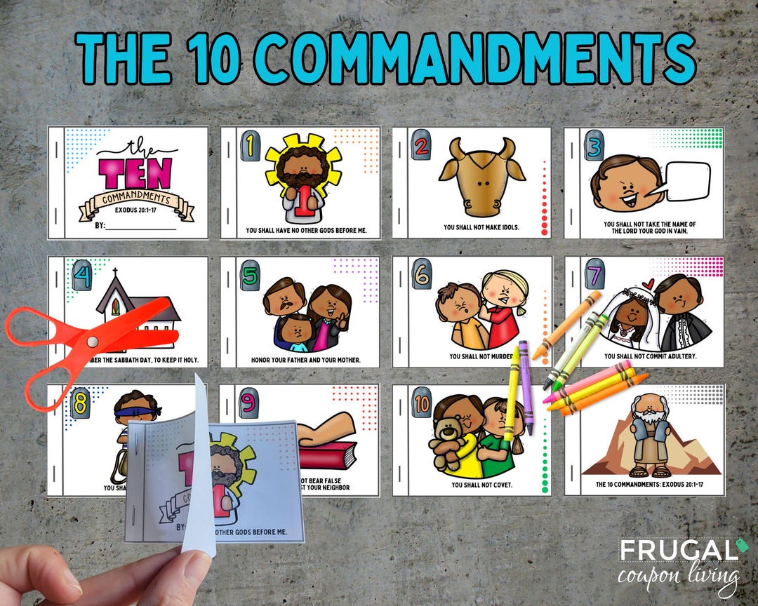 Ten Commandments Mini Book Flipbook Printable, Old Testament Bible ...