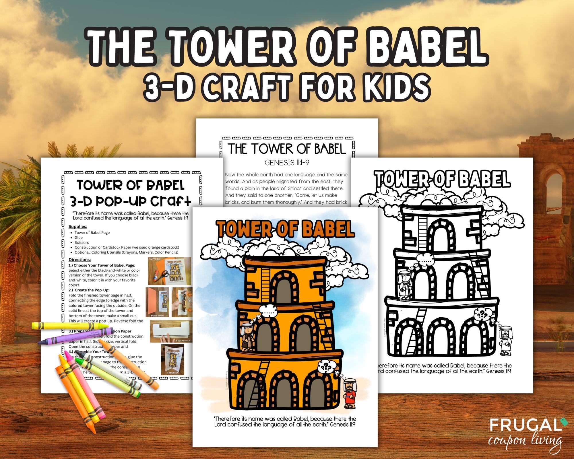 Tower of Babel Pop-up Craft for Kids, Genesis 11:1-9 Tower of Babel ...