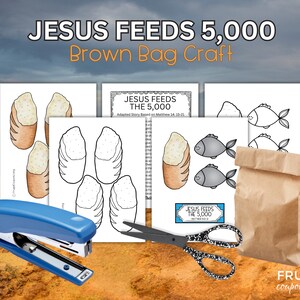 2 Fish 5 Loaves of Bread Basket - Jesus Feeds the 5,000 Printable Craft ...