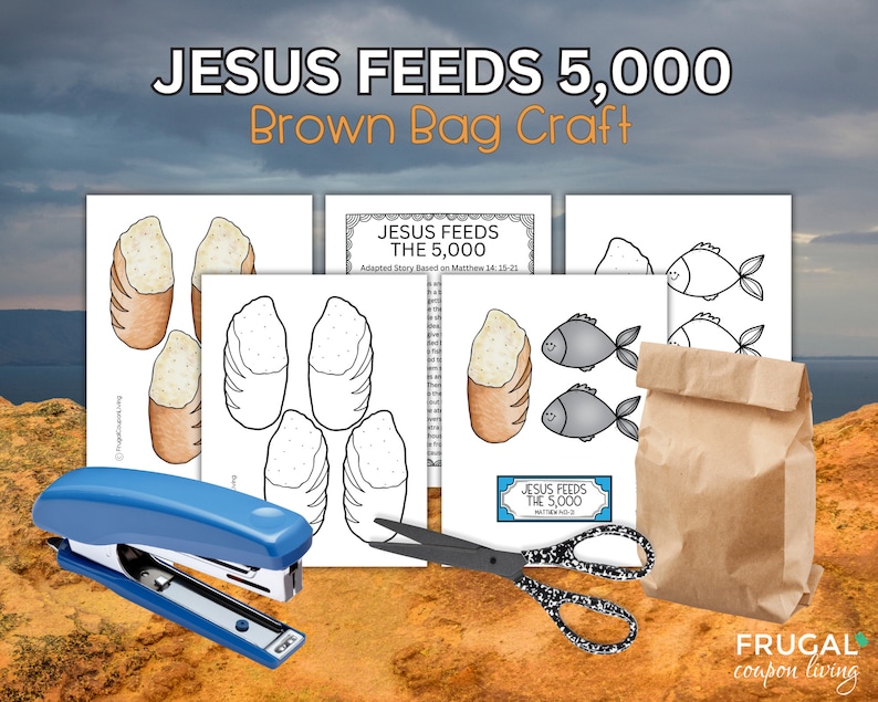2 Fish 5 Loaves of Bread Basket - Jesus Feeds the 5,000 Printable Craft ...