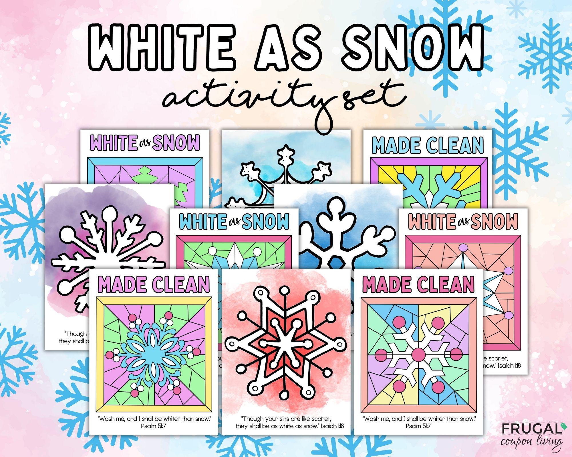 White as Snow Snowflake Bible Craft for Kids, Mosaic Coloring Pages on ...