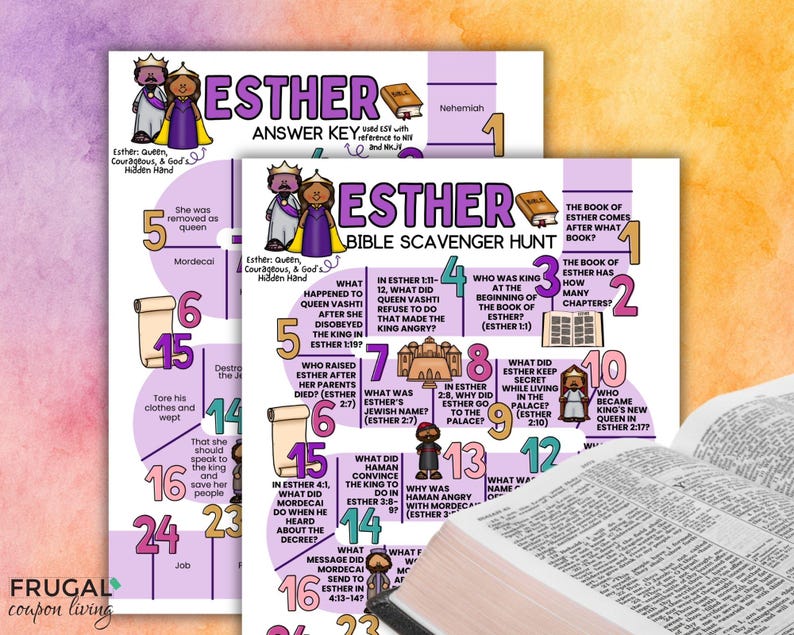 Esther Bible Scavenger Hunt, Book of Esther Bible Study, Queen Esther ...