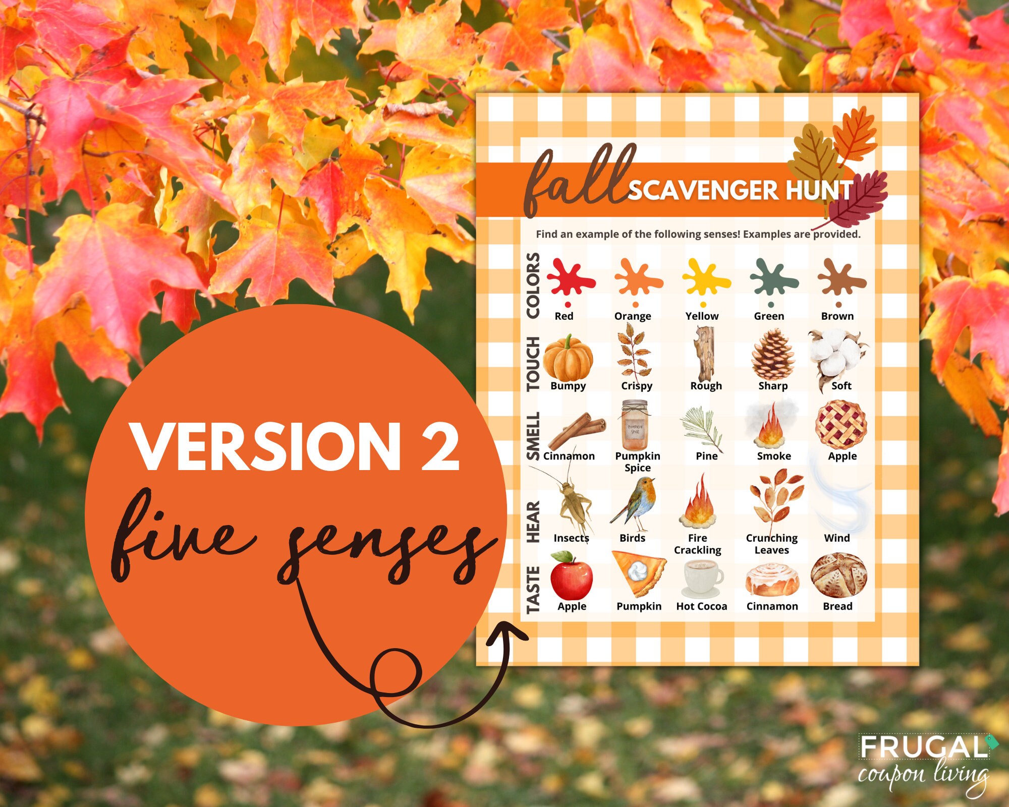 Fall Scavenger Hunt List | Five Senses + Nature Scavenger Hunt ...