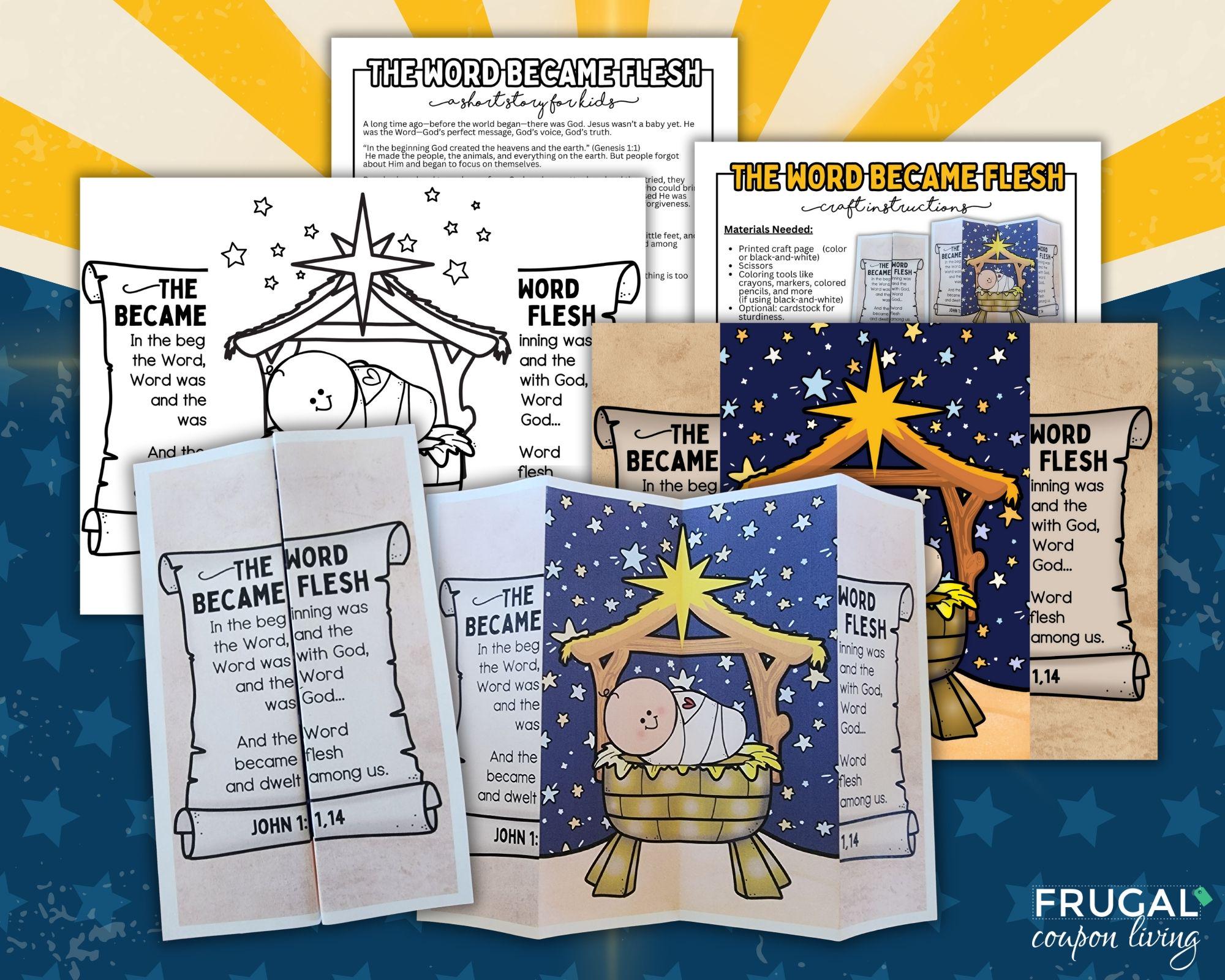 The Word Became Flesh Scroll Craft John 1, Nativity Bible Craft for ...