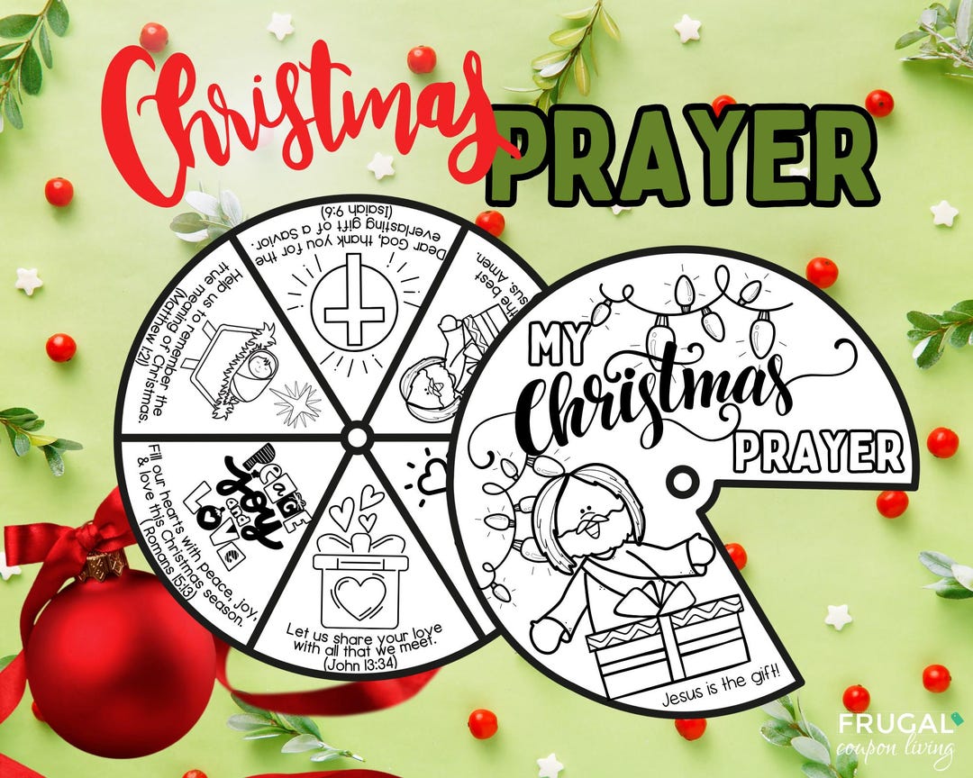 Christmas Prayer Kids Coloring Wheel Printable Craft, Christian ...