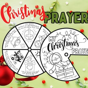 Christmas Prayer Kids Coloring Wheel Printable Craft, Christian ...