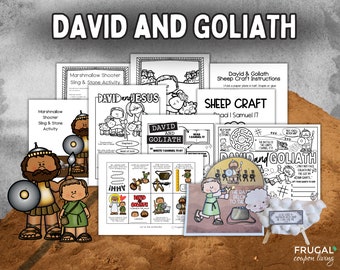 David and Goliath Bible Coloring Pages - Etsy