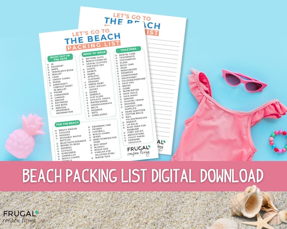 Beach Packing List Printable | Beach Vacation Planner Checklist PDF ...