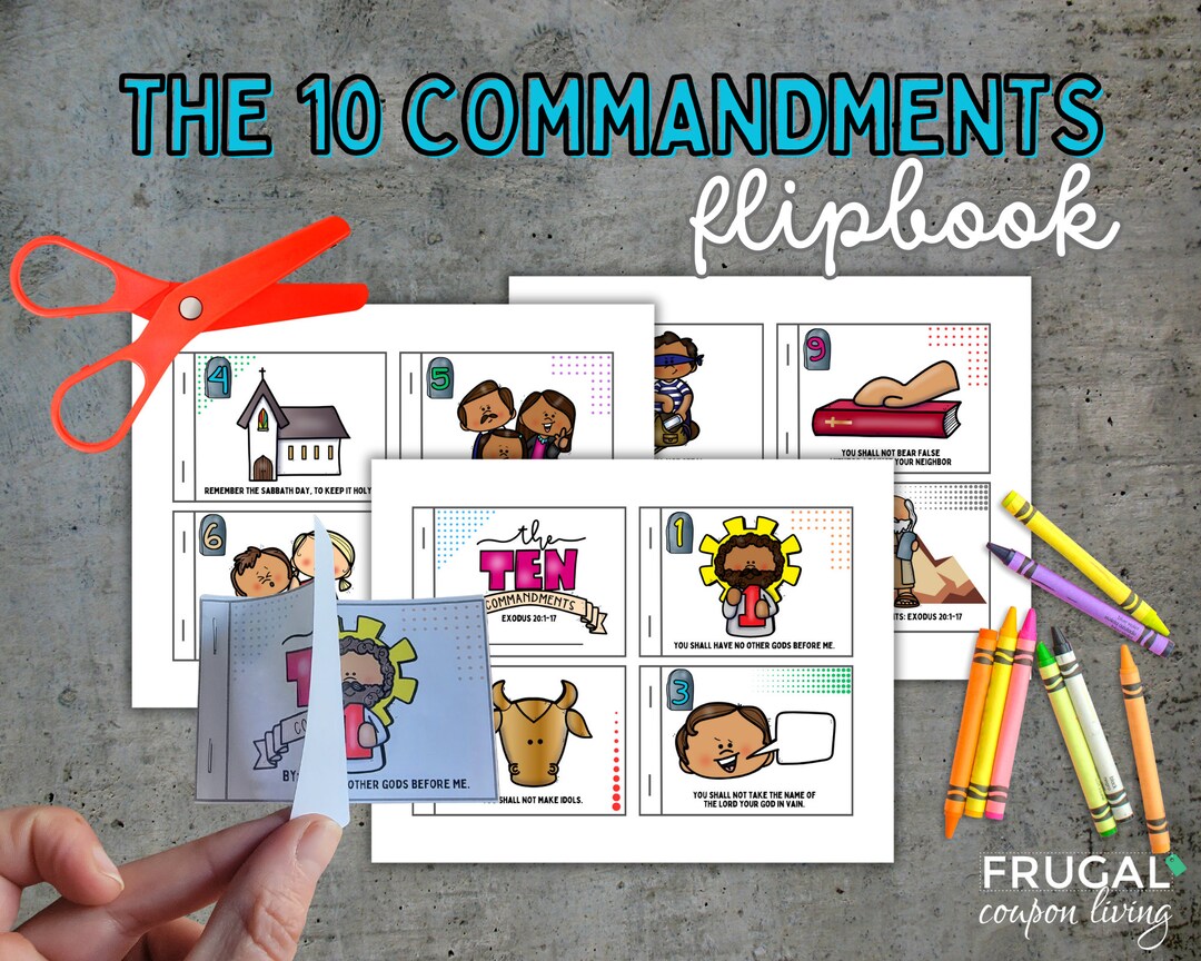 Ten Commandments Mini Book Flipbook Printable, Old Testament Bible ...