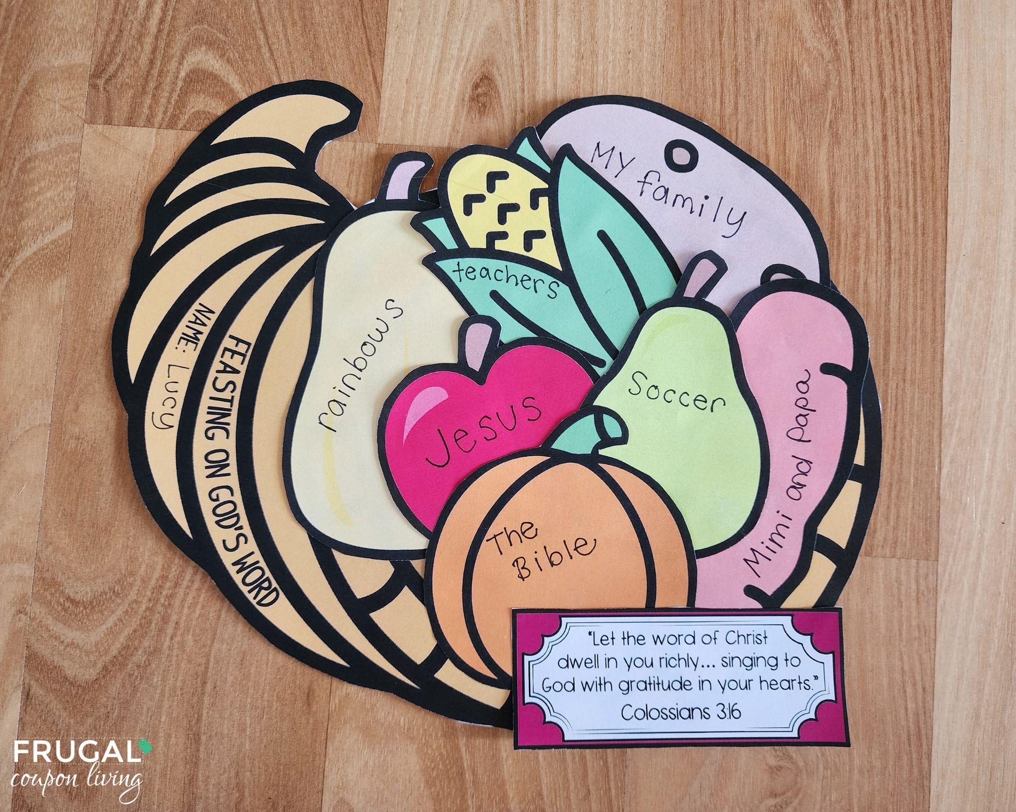 Feasting on the Word Bible Craft, Kids' Autumn Gratitude Activity ...