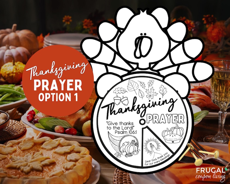 Give Thanks Thanksgiving Prayer Kids Coloring Wheel Printable Craft, I ...