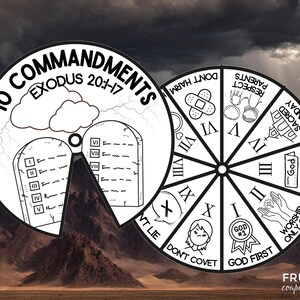 Ten Commandments Coloring Wheel | Moses Old Testament Bible Sunday ...