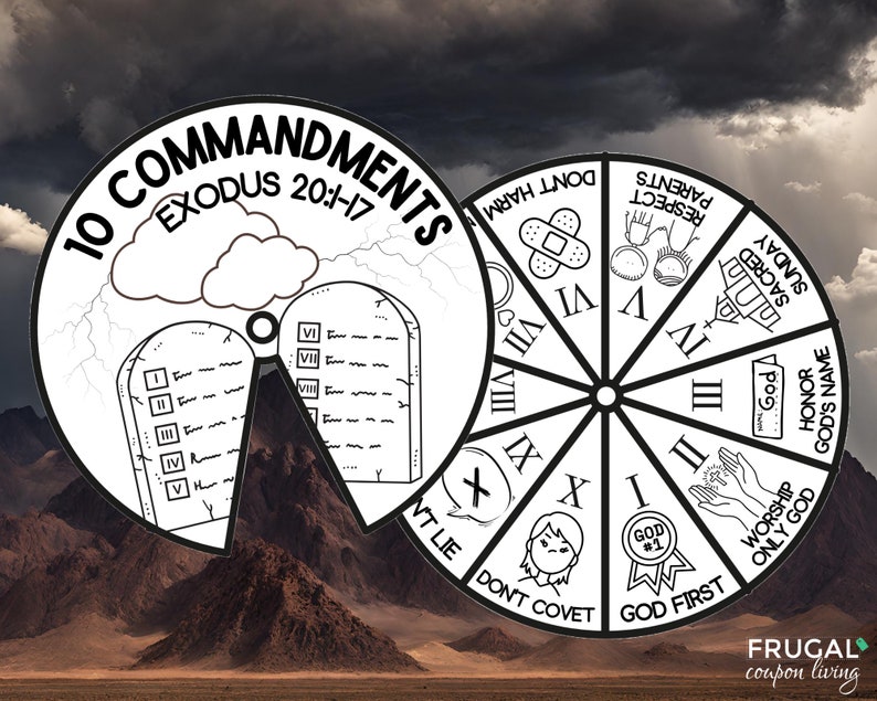 Ten Commandments Coloring Wheel Moses Old Testament Bible - Etsy