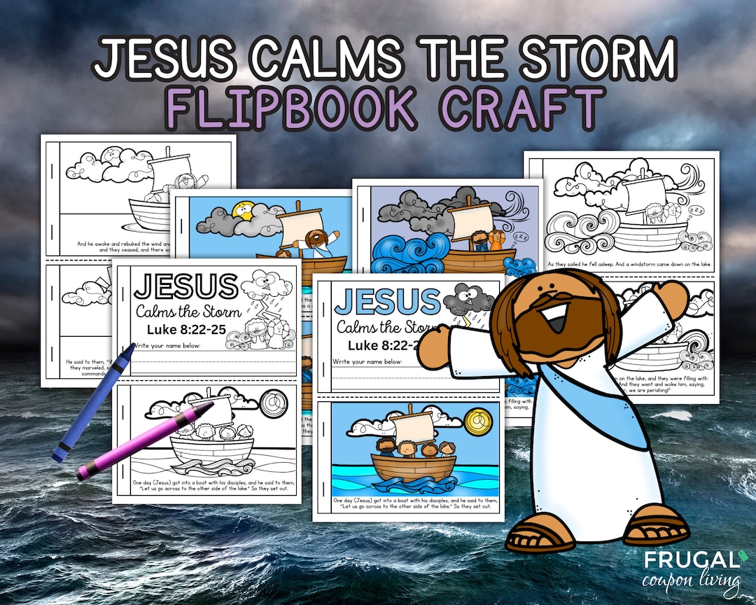 Jesus Calms the Storm Craft Flipbook Template, New Testament Miracle ...