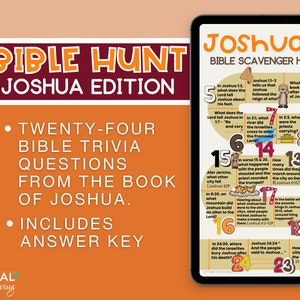 Bible Scavenger Hunt Book of Joshua Summary Trivia Game, Joshua Bible ...