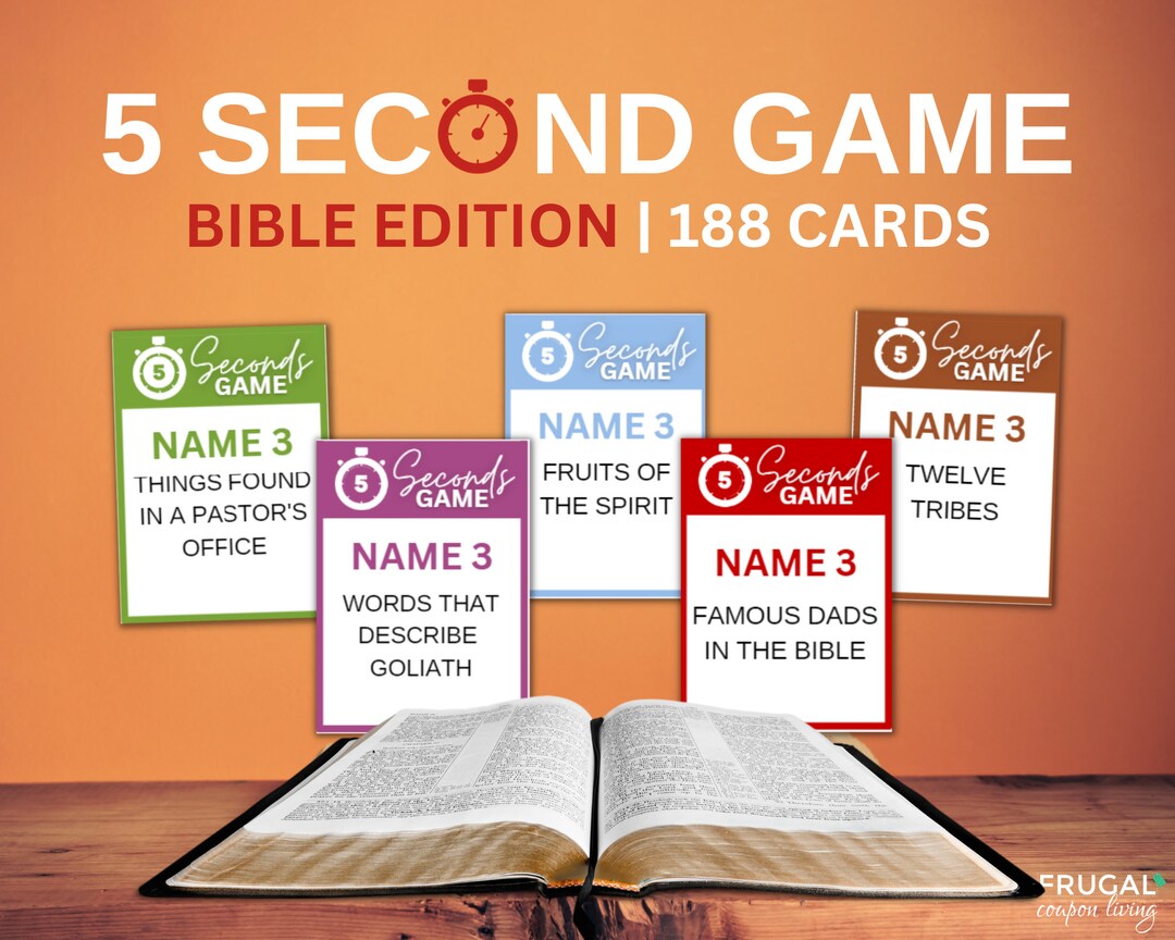 Bible 5 Second Game, 188 Christian Bible Game Cards Printable, Bible ...
