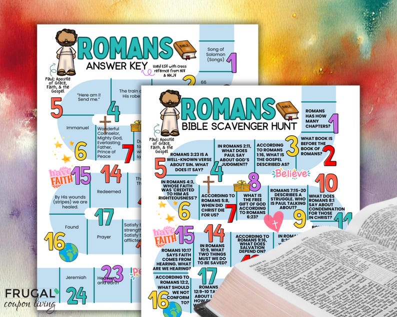 Romans Bible Scavenger Hunt, Romans Activity Printable, Book of Romans ...