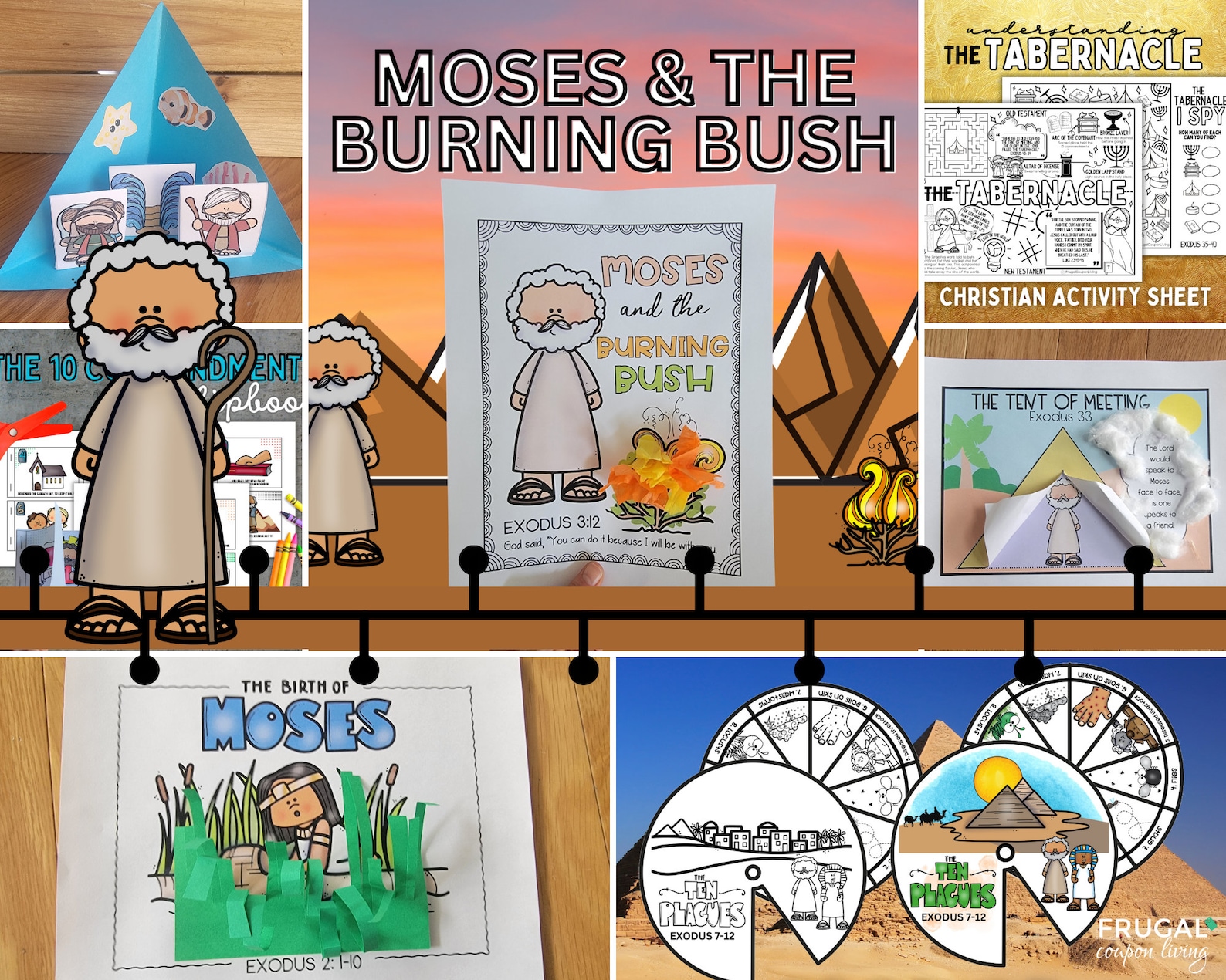 Life of Moses Craft Bundle for Kids, 7 Moses Activity Set Printable ...