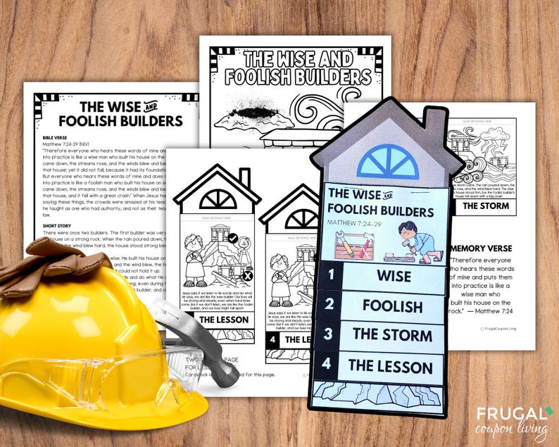 The Wise and Foolish Builders Craft Set, Parables of Jesus Activity Set ...