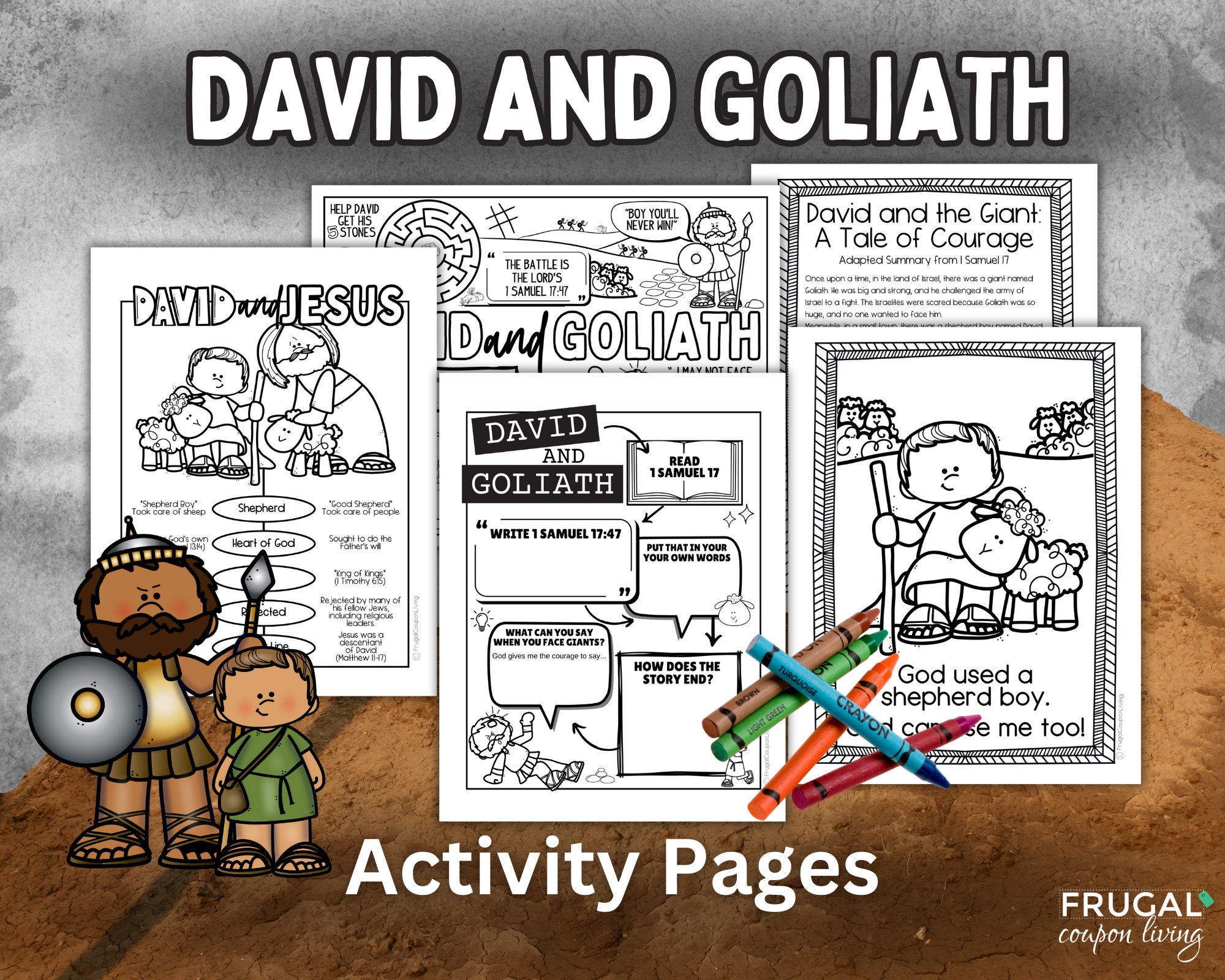 David and Goliath Coloring Wheel, Bible Craft for Kids, 1 Samuel 17 ...