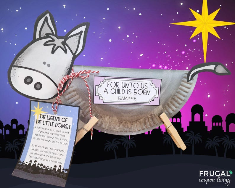 The Legend of the Little Donkey Craft for Kids, Christmas Donkey Paper ...