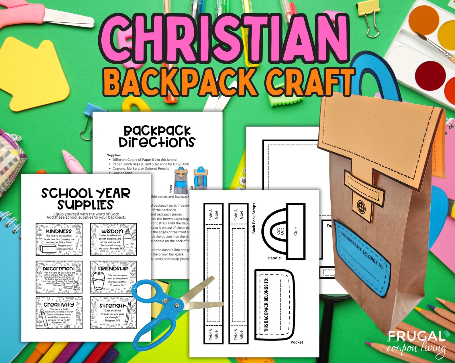Back to School Backpack Craft, Christian First Day of School Activity ...