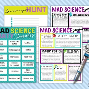 11 Fun Mad Science Party Games | Science Party Printable Set With Game ...