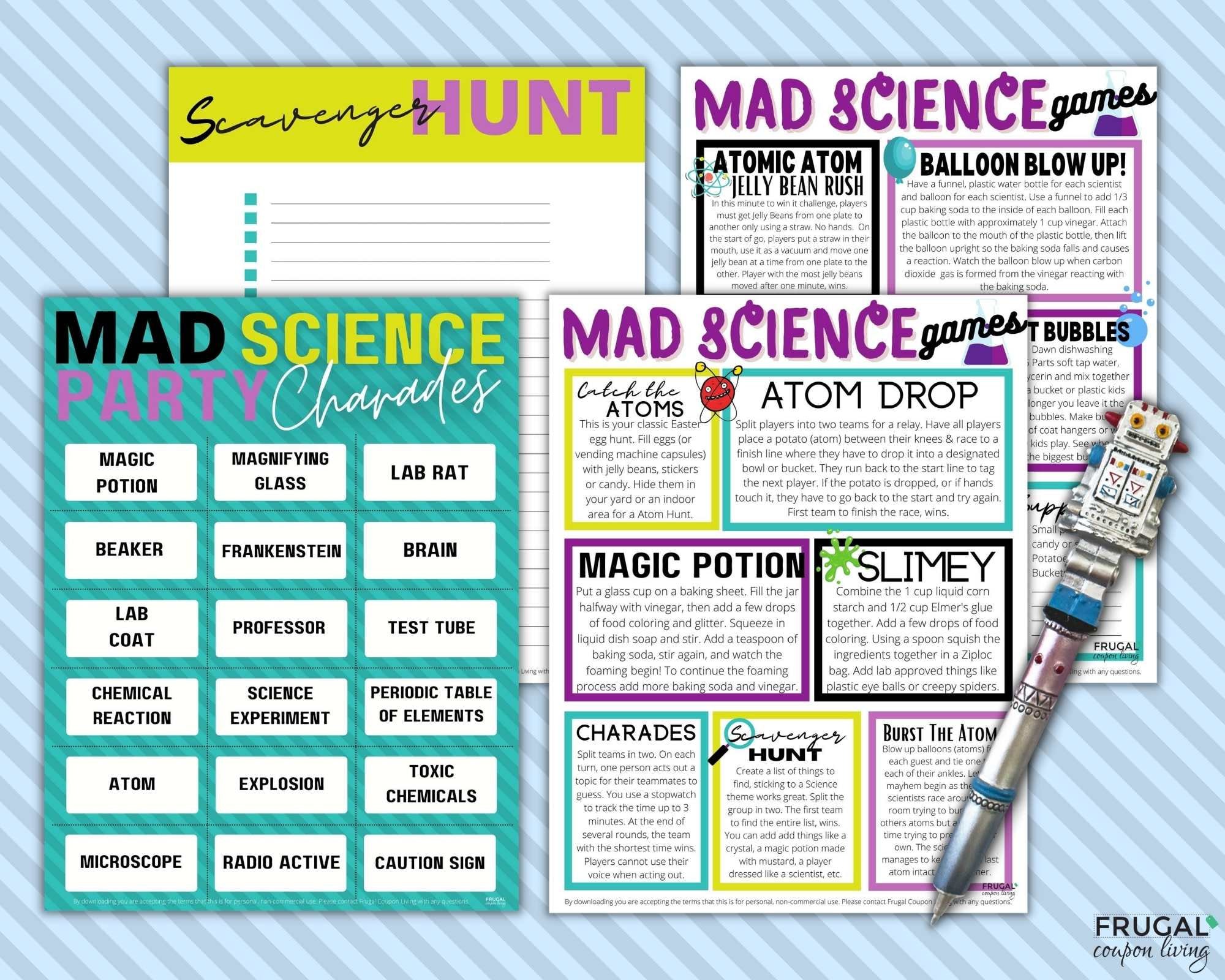 11 Fun Mad Science Party Games | Science Party Printable Set With Game ...