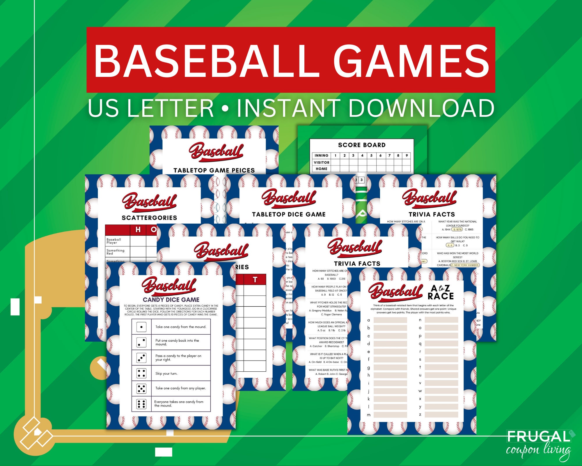 Baseball Games Printables Dice Baseball Game Baseball - Etsy