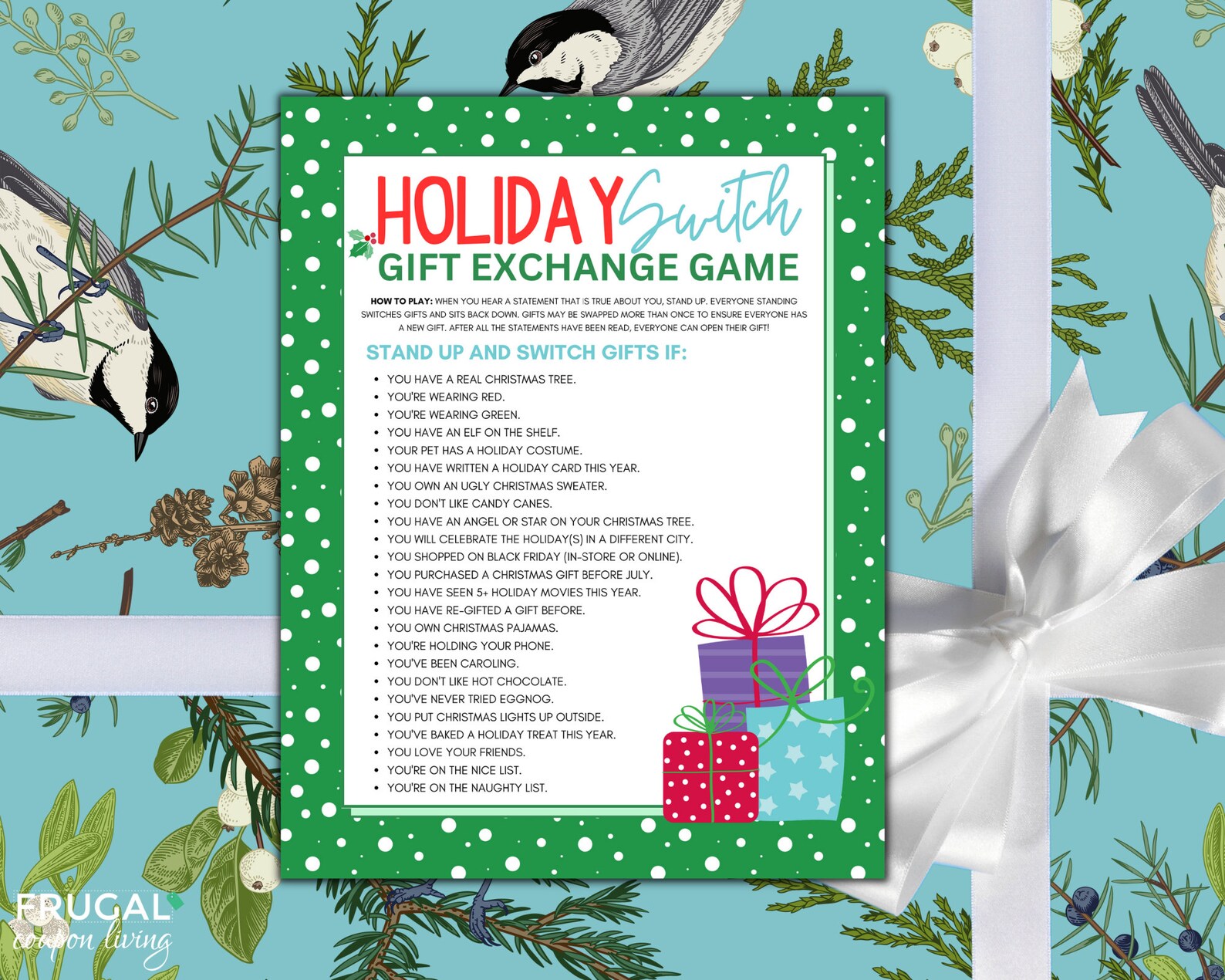Santa Switch Holiday Gift Exchange Game | Fun Holiday Game Printable ...