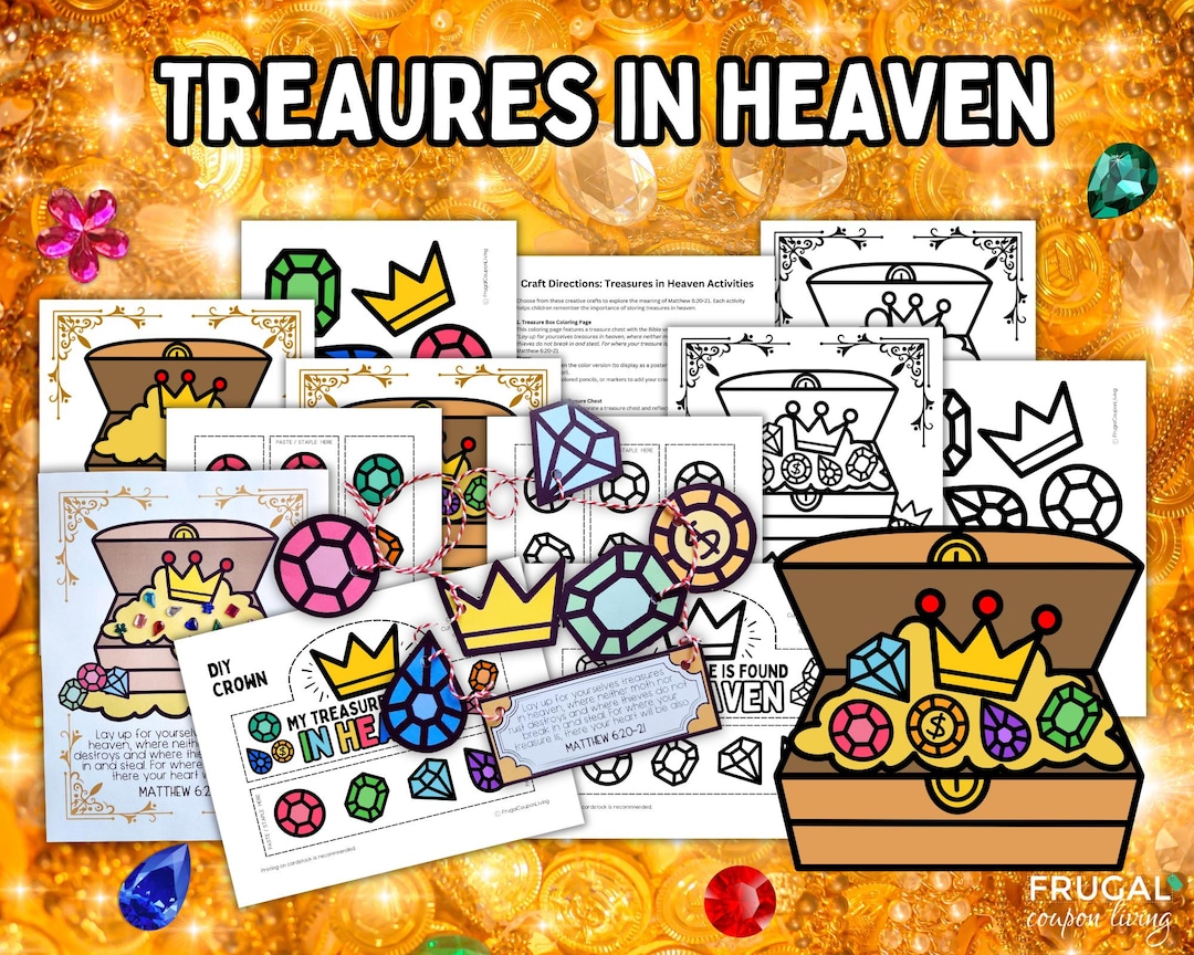 Treasures in Heaven Printable Craft Set, Heaven Craft Matthew 6:20-21 ...
