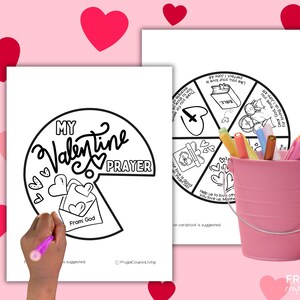 Valentine's Day Prayer Kids Coloring Wheel Printable, Christian ...