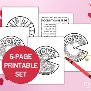 God is Love 1 Corinthians 13 Coloring Wheel Printable | Sunday School Valentine Craft for Kids ...