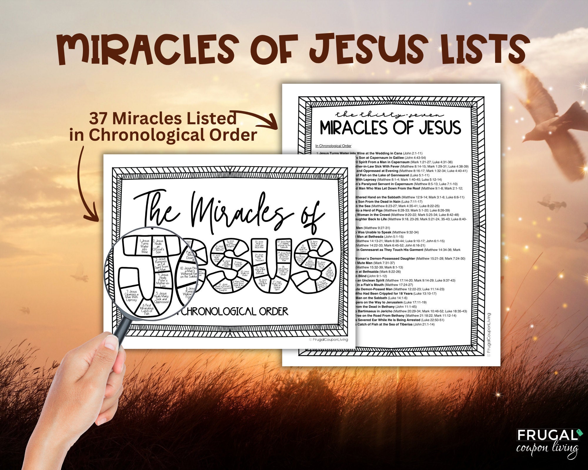 37 Miracles of Jesus in Chronological Order Printable Activity Pack ...