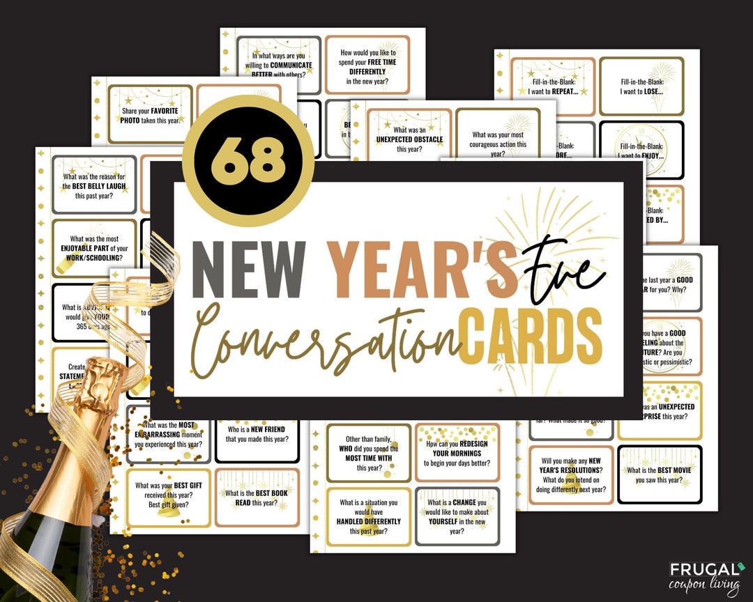 Conversation Cards New Year's Eve | 68 NYE Questions Self-reflection ...