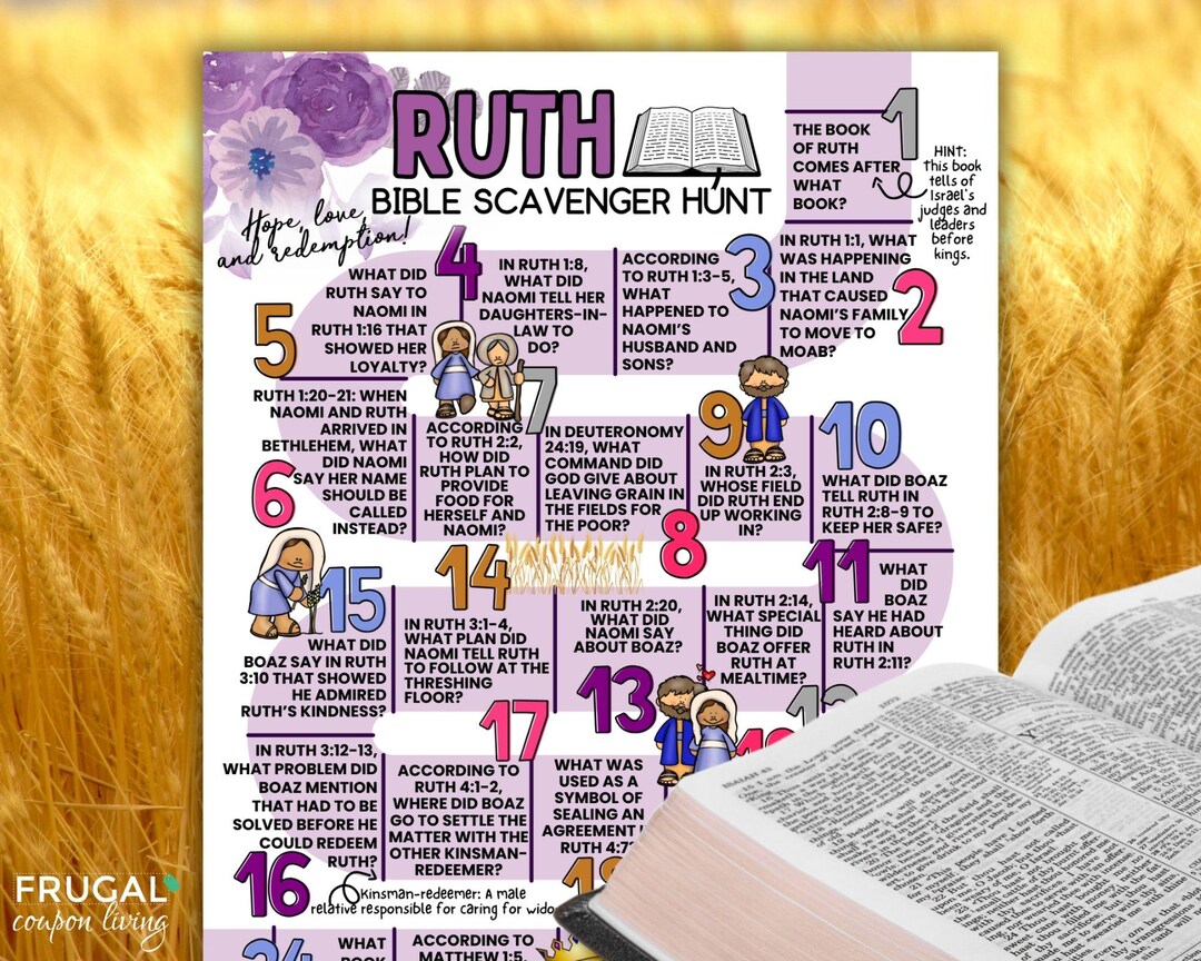 Ruth Bible Scavenger Hunt, Old Testament Bible Trivia Printable, Book ...