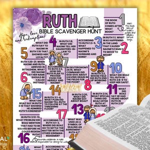Ruth Bible Scavenger Hunt, Old Testament Bible Trivia Printable, Book ...