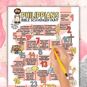 Philippians Bible Scavenger Hunt, Book of Philippians Bible Study, New ...